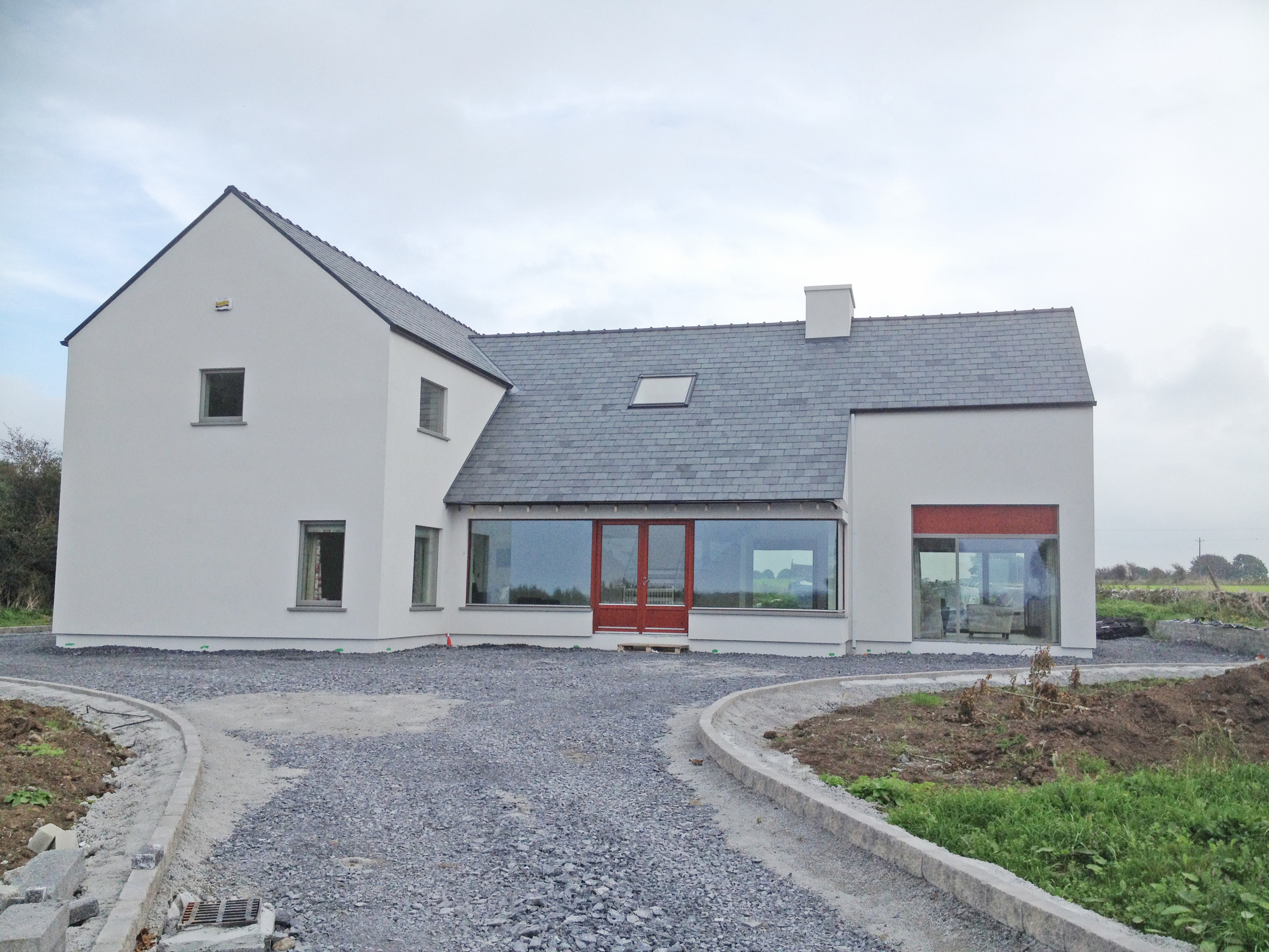 Concrete block wall with external insulation, Galway